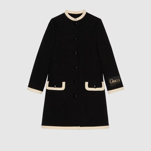 黑色Gucci標籤軍裝風格布料外套 | GUCCI® 香港