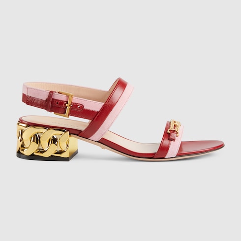 Gucci Women's sandal with chain-shaped heel - 655409CA1305880