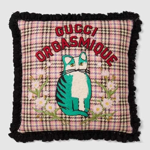 Gucci Cushion with 'Gucci Orgasmic' and cat patches - 663449ZAHCK5179