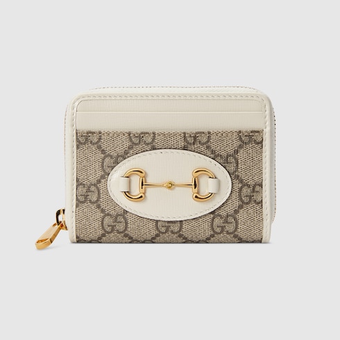 Tarjetero Gucci Horsebit 1955 en GG supreme en piel blanca | GUCCI® ES