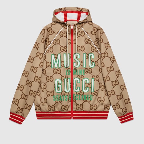 Gucci 100 GG neoprene jacket in beige/ebony | GUCCI® TR