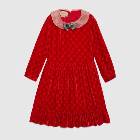 Abito in velluto GG in rosso | GUCCI® Italia