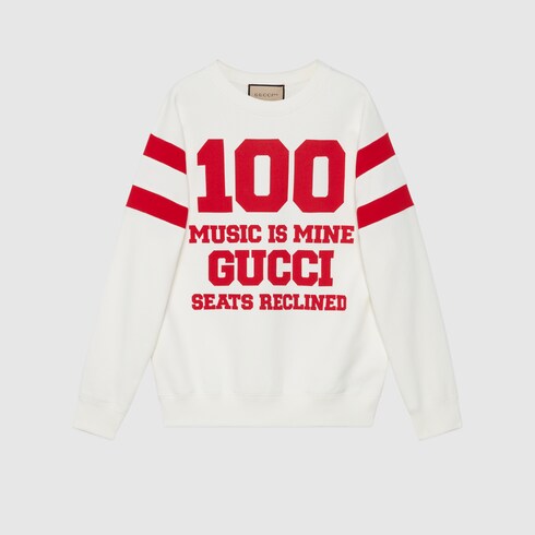 Felpa in cotone Gucci 100 in color gesso | GUCCI® Italia