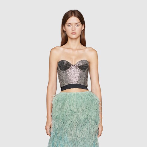 Crystal corset in silver | GUCCI® NL