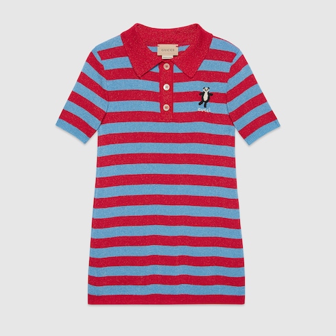 Children's Gucci panda viscose dress in red and light blue | GUCCI® US