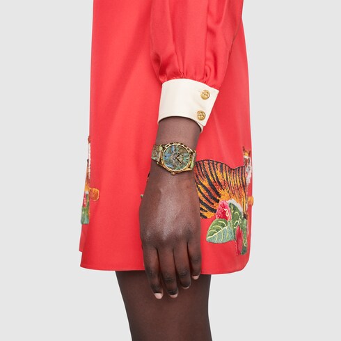 Lunar New Year Gucci Tiger G-Timeless watch, 38 mm in beige and ebony ...