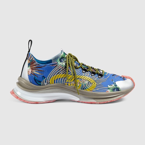 Men's Gucci Run floral sneaker in multicolour technical knit | GUCCI® HU