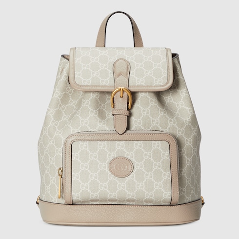 Small backpack with Interlocking G in White GG Canvas | GUCCI® SI