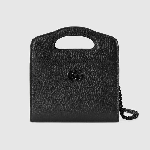 GG Marmont top handle card case wallet in black leather | GUCCI® NL