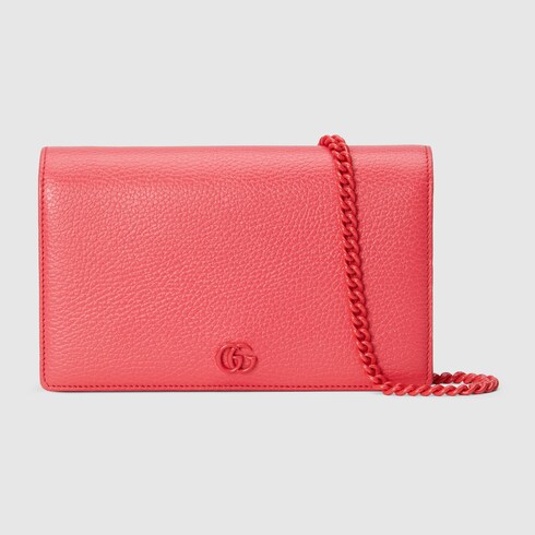 GG Marmont mini chain bag in coral pink leather | GUCCI® TH