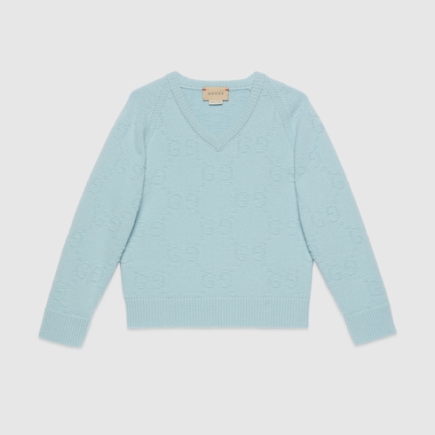 Children's GG wool jumper in light blue | GUCCI® SG