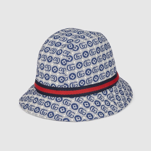 Cappello in cotone con nastro Web in blu | GUCCI® Italia