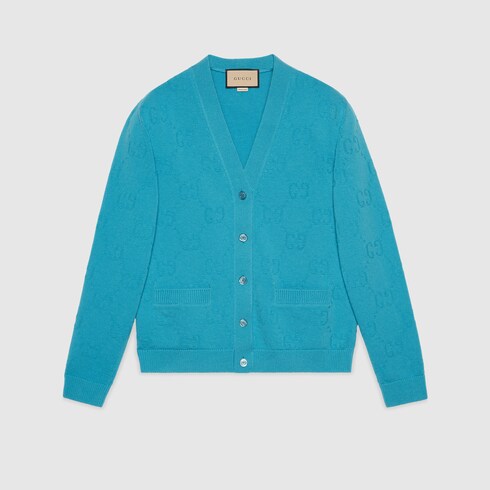 GG wool cardigan in light blue | GUCCI® UK