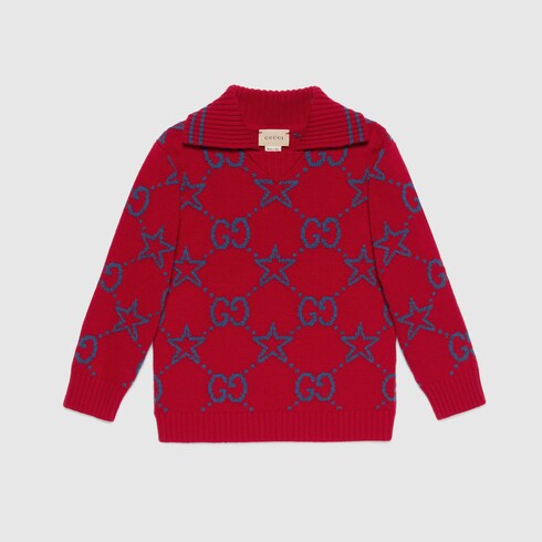Children's GG stars wool sweater in red | GUCCI® US