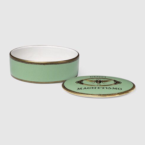 Gucci Magnetismo bee print trinket box in light green ceramic | GUCCI® 香港