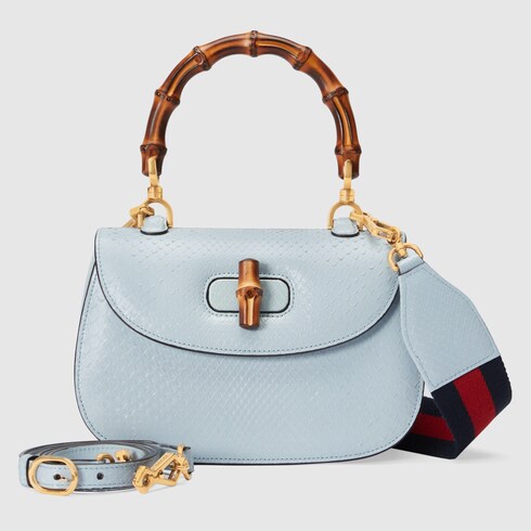 Gucci Bamboo 1947 python bag in Blue Precious Skins | GUCCI® SI
