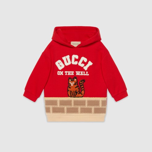 Baby felted cotton sweatshirt in bright red | GUCCI® US