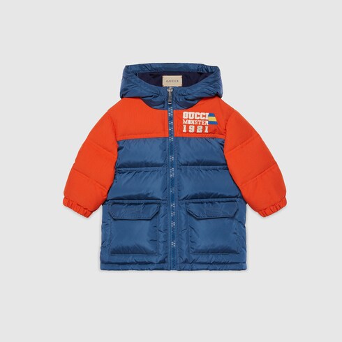 Baby nylon jacket in blue and orange | GUCCI® US