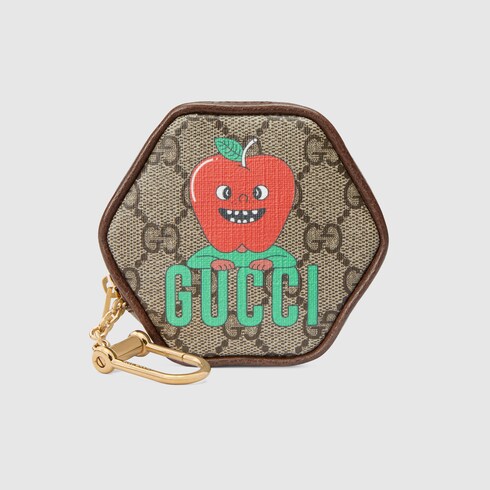 Keychain purse with Gucci apple in beige and ebony Supreme | GUCCI® 香港