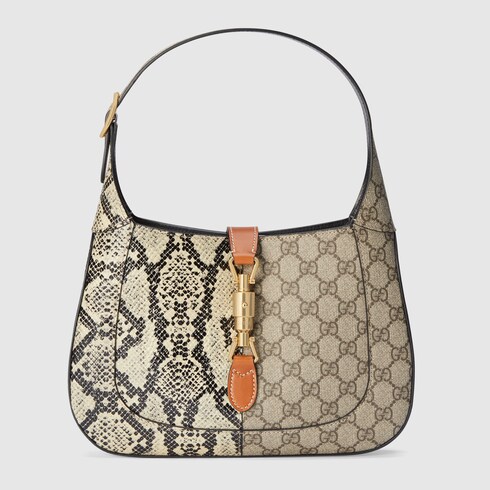 Jackie 1961 small python bag in beige and ebony | GUCCI® IE