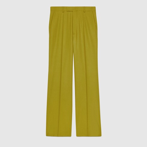 Pantalón de traje formal de franela en verde | GUCCI® ES
