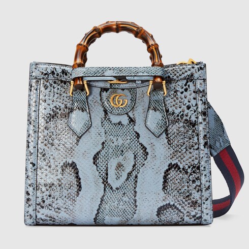 Gucci Diana small python tote bag in Blue Precious Skins | GUCCI® SI