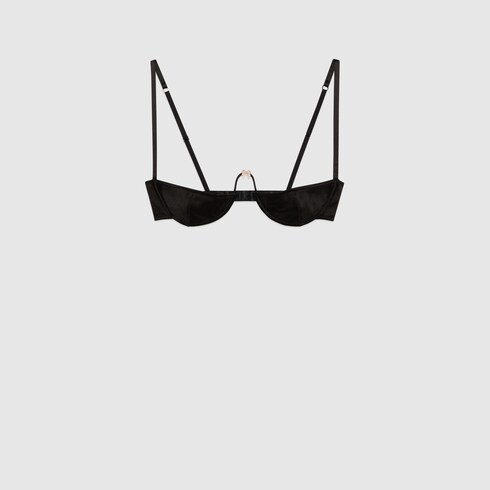 Silk bra with bow in black | GUCCI® SE