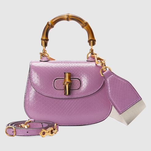 Gucci Bamboo 1947 python mini bag in Purple Precious Skins | GUCCI® SI