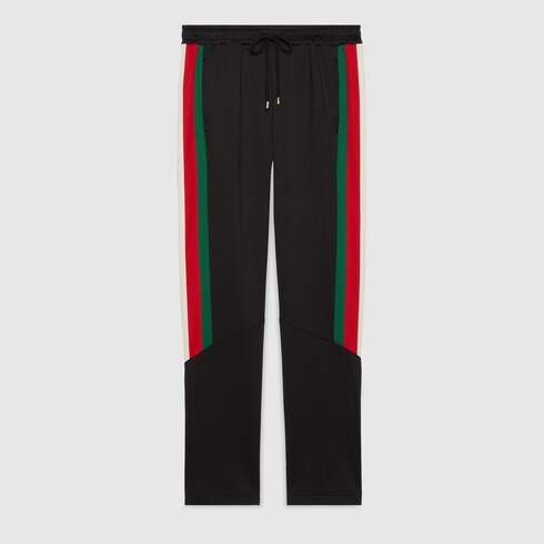 Neoprene track bottoms with print in Black Ready-to-wear | GUCCI® SI