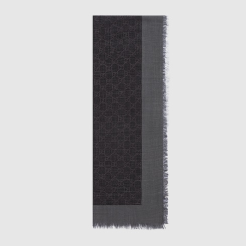 Silk wool stole with Web in black and grey | GUCCI® IE