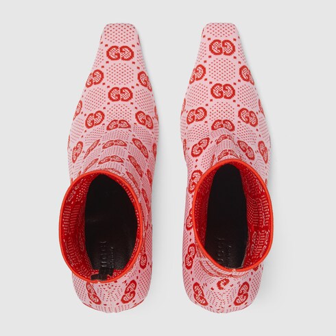 Women's GG knit ankle boots in pink and red | GUCCI® NO