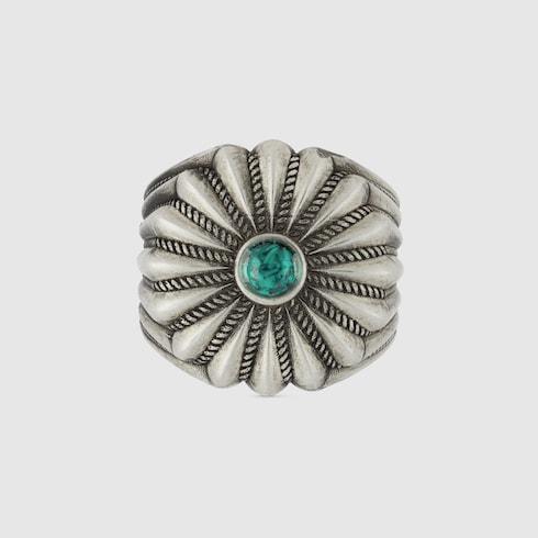 Interlocking G flower ring in 925 sterling silver | GUCCI® Canada