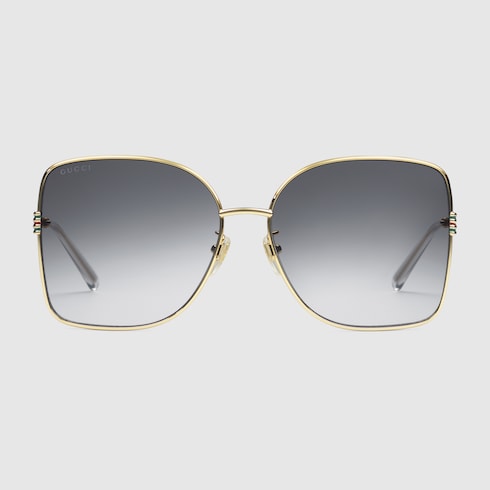 Geometric-frame sunglasses in gold-toned metal | GUCCI® SG