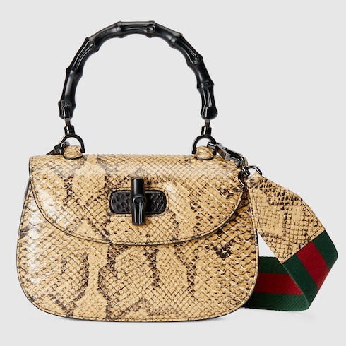 Gucci Bamboo 1947 small python bag in yellow | GUCCI® TR