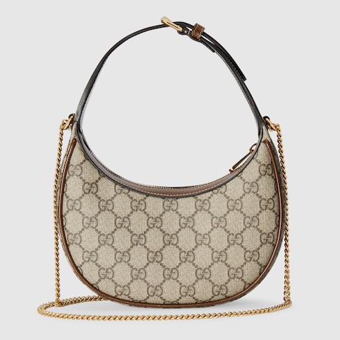 GG half-moon-shaped mini bag in beige and ebony Supreme | GUCCI® TH