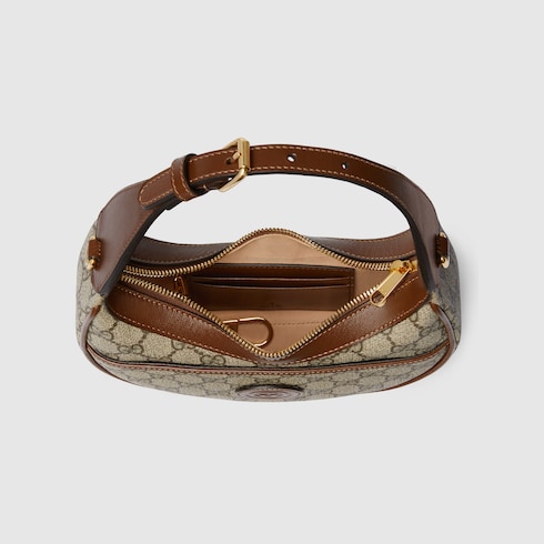 GG half-moon-shaped mini bag in beige and ebony Supreme | GUCCI® TH