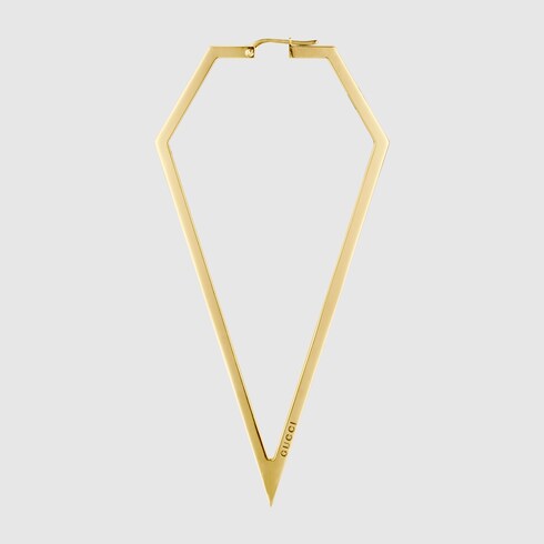 Large single triangle-shaped earring in gold-toned brass | GUCCI® US