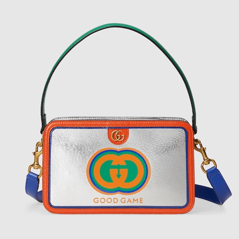 Good Game shoulder bag in silver leather | GUCCI® UK