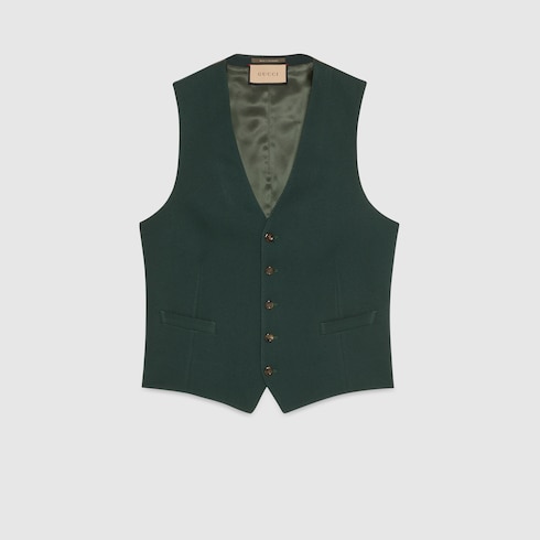 Gilet élégant en coutil fluide en vert foncé | GUCCI® FR