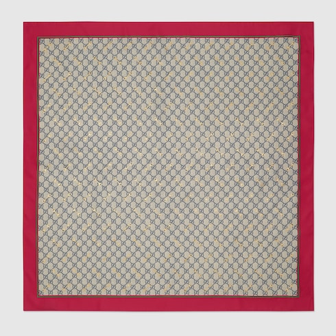 GG print with Horsebit silk carré in Beige Silk | GUCCI® SI