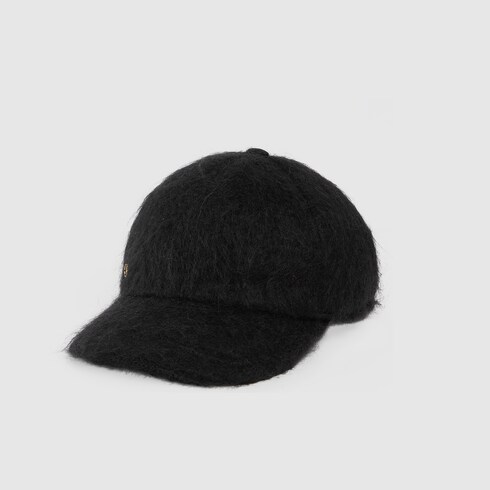 Mohair baseball hat with Double G in black | GUCCI® CZ