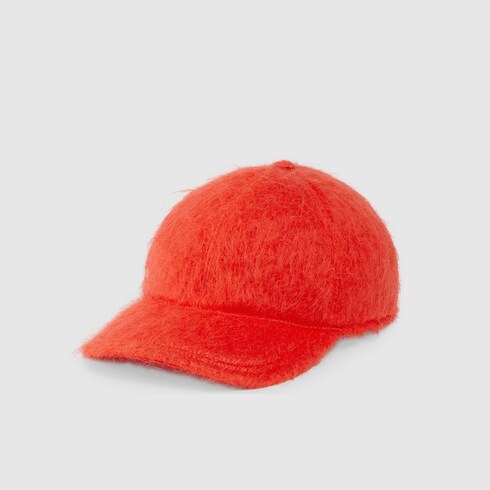 Mohair baseball hat with Double G in orange | GUCCI® CZ