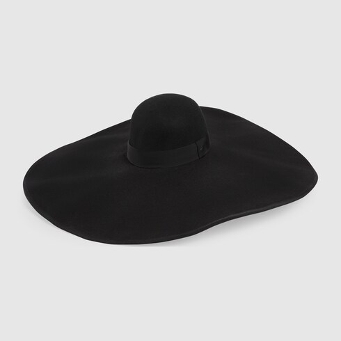 Felt wool wide-brimmed hat in black | GUCCI® NL