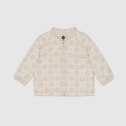 Baby Double G cotton jacket in ivory | GUCCI® UK