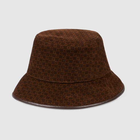 Mini Square G suede bucket hat in dark brown | GUCCI® NO