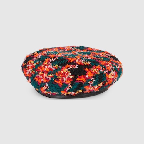 Check lamé tweed beret in multicolor | GUCCI® FI