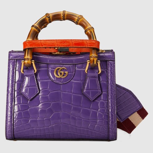 Gucci Diana mini crocodile bag in Purple Precious Skins | GUCCI® SI