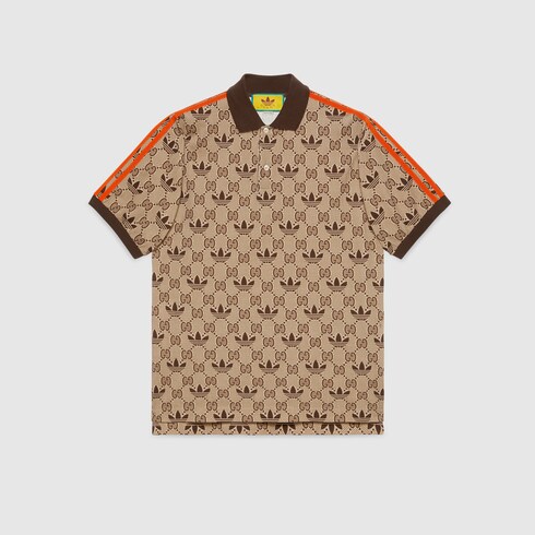米色和乌木色adidas x Gucci联名系列GG Trefoil Polo衫 | GUCCI® 香港