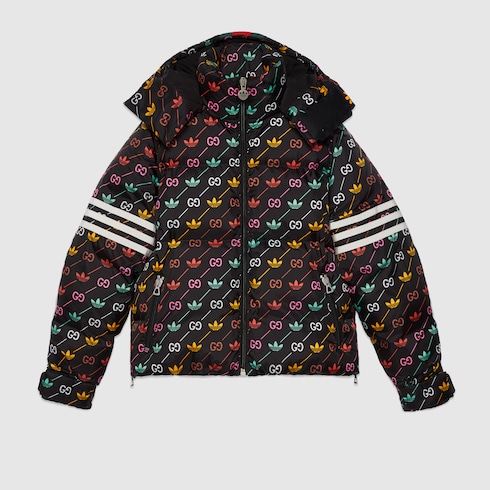 adidas x Gucci GG Trefoil down jacket in black and multicolor | GUCCI® BE