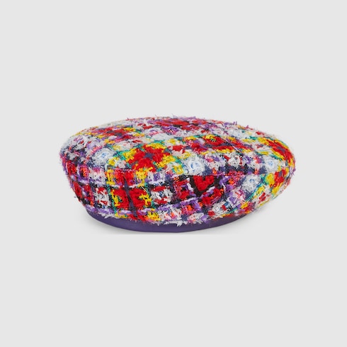 Check lamé tweed beret in multicolor | GUCCI® NL